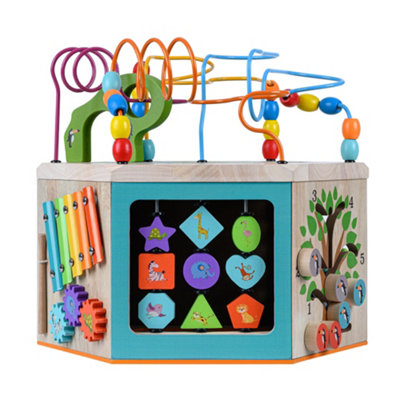 Teamson Kids Preschool Play Lab 7-in-1 Large Wooden Activity Station ...