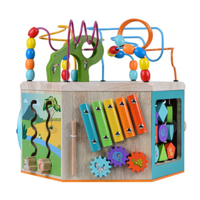 Teamson Kids Preschool Play Lab 7-in-1 Large Wooden Activity Station ...