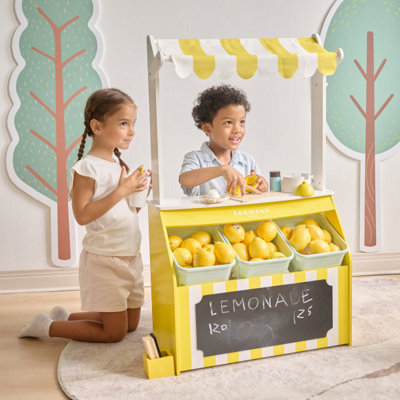 Teamson Kids Shop Playset Sunny Citrus Lemonade Stand with Interactive ...
