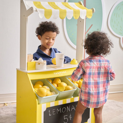 Teamson Kids Shop Playset Sunny Citrus Lemonade Stand with Interactive ...