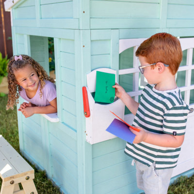 Teamson Kids Wooden Playhouse Wendy House with Rainbow Shade, Kitchen ...