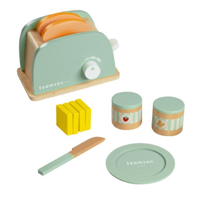 Teamson Kids Wooden Toaster Toy Set with 11 Pcs, Pretend Play Kitchen ...