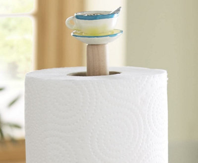 Teapot Design Kitchen Roll Holder - Freestanding Traditional Tea Cup ...