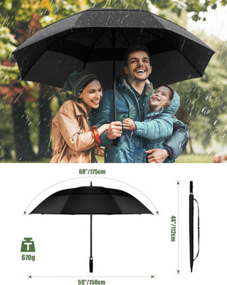 TECKNET Golf Umbrella Large 68 Inch, Windproof Strong Double Canopy ...