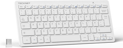 TECKNET Keyboard: 2.4G, slim compact with media keys. 12-month battery ...