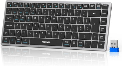 TECKNET Keyboard: Rechargeable, BT/2.4G for 4 devices. Compact UK ...