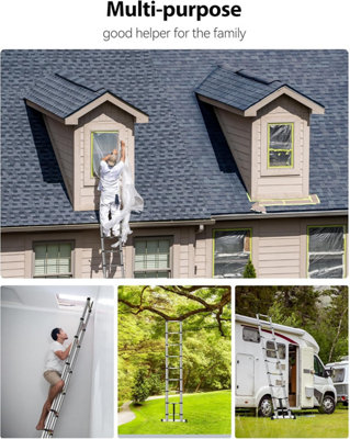 TECKNET Telescopic Ladder 2.6M/8.5FT, Max Load 150kg/330lbs, Aluminium ...