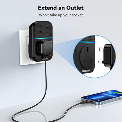 TECKNET Twin Self-Powered Wireless Doorbell, IP65 Waterproof, Plug-in ...