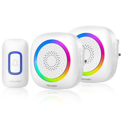 TECKNET Wireless Doorbell, Plug in Door Bells with 2 Receivers, IP66 ...