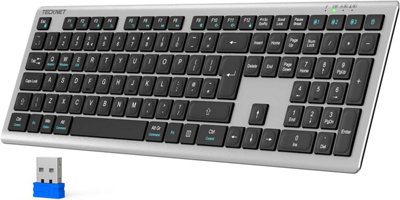 TECKNET Wireless Keyboard: Rechargeable, 2.4G BT for 4 devices. Ultra ...