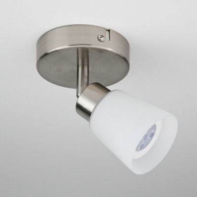 Tecoma Spotlight Satin Nickel and Frosted Glass GU10 Single Ceiling Wall Light Fitting Spot ...