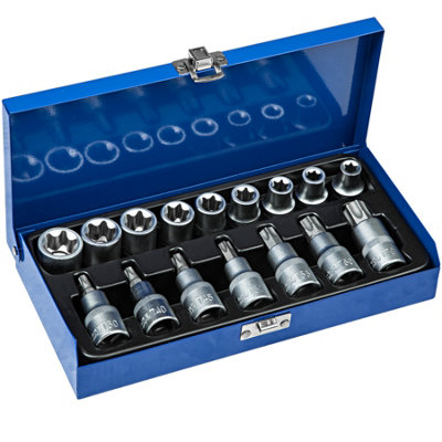 tectake 1/2 inch Torx set 17-PC. - torx bit set torx socket set - blue ...