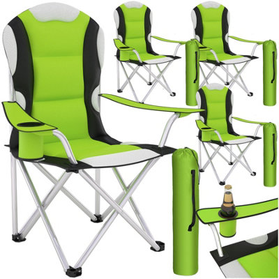 tectake 4 Camping chairs - padded - folding chair fold up chair - green ...