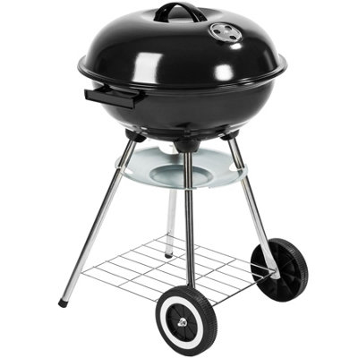 tectake BBQ kettle grill with wheels - charcoal grill barbecue - black ...