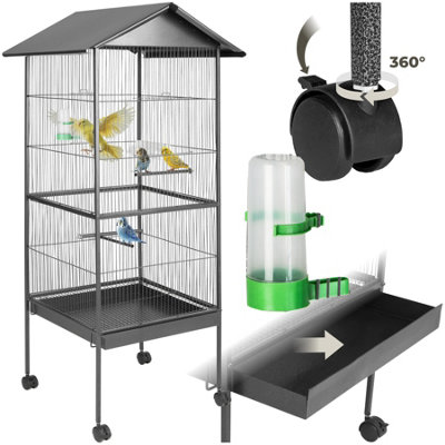 tectake Bird cage 162cm high - bird aviary parrot cage - anthracite ...