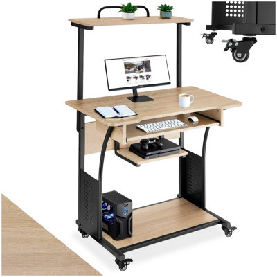 tectake Computer desk Fife - with 4 tiers and rolling castors ...