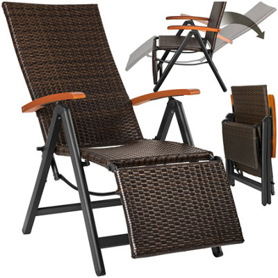 tectake Garden chair Brisbane with footrest - sun lounger decking chair ...