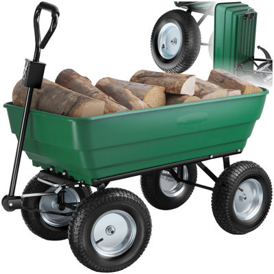 tectake Hand cart with pneumatic tyres (300kg load capacity) - green ...