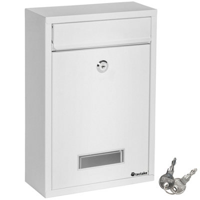 tectake Mailbox Steel - letterbox post box - white | DIY at B&Q