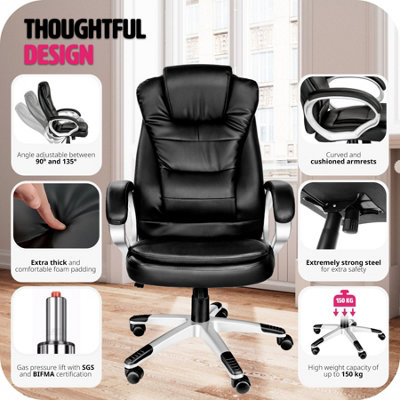 tectake Office chair Zulu desk chair computer chair black
