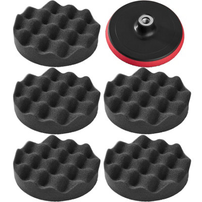 tectake Polishing pad & disc set (ribbed 150mm 6pcs) - polishing pads ...