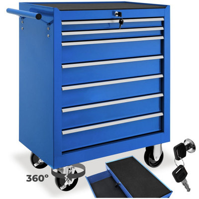 tectake Tool chest with 7 drawers - tool box tool box on wheels - blue ...
