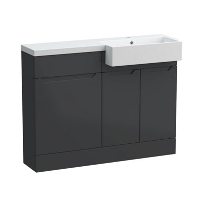 Teddesley Contemporary Floor Standing Compact 2 Door Vanity Basin WC ...