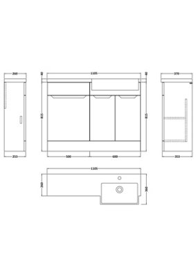 Teddesley Contemporary Floor Standing Compact 2 Door Vanity Basin WC ...