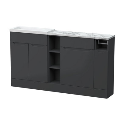 Teddesley Contemporary Floor Standing Compact 3 Door Vanity Basin WC ...