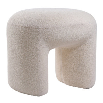 Teddy Bear Fur Upholstered Footstool
