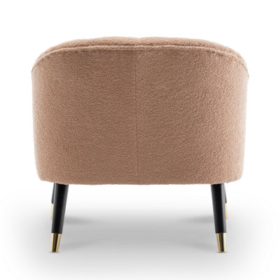 Teddy Boucle Fabric Accent Chair in Light Brown