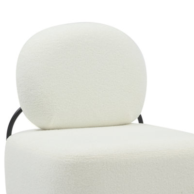 Teddy Boucle Fabric White Flavia Accent Chair