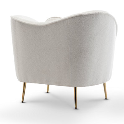 Teddy Boucle Fabric White Sofia Accent Chair
