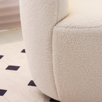 Teddy Fabric Swivel Accent Armchair Barrel Chair With Black Powder ...