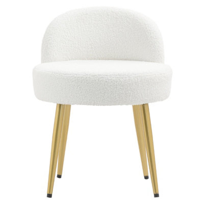 Teddy Fleece Dressing Table Stool with Iron Legs