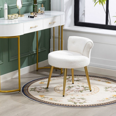 Teddy Fleece Dressing Table Stool with Iron Legs