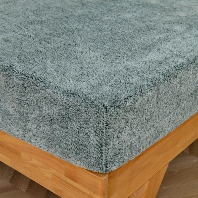 Teddy Fleece Fitted Sheet Bed Soft Warm Marl, Forest Green - King | DIY ...