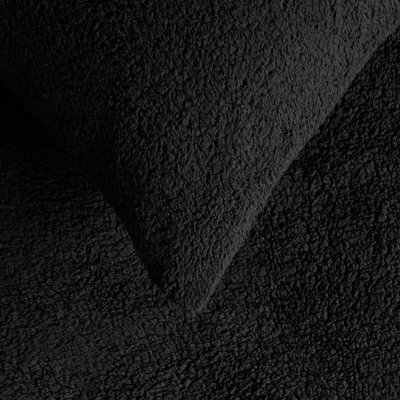 Teddy Fleece Pillowcase Cover Bedding Set 4 x Thermal, 50 x 75cm - Black