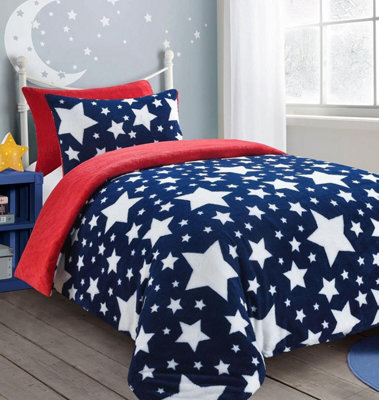 Teddy Galaxy Star Fleece Duvet Cover Set Soft Cosy Warm Kids Star Teddy ...