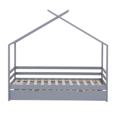 Teddy Kids Childrens Wooden House Treehouse Single Bed Frame With Guest ...