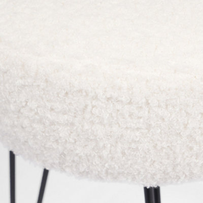 Teddy Stool Boucle Hairpin Round Home Seat Cushioned Foot Rest