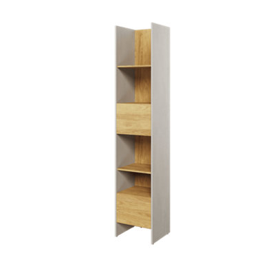 Teen Flex TF-02 Bookcase in Silk Flou & Oak Hickory - 440mm x 2180mm x ...