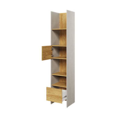 Teen Flex TF-02 Bookcase in Silk Flou & Oak Hickory - 440mm x 2180mm x ...