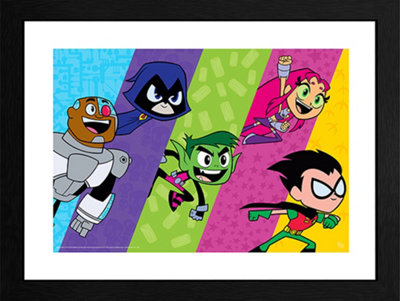 Teen Titans Colourblock Line Up 30 x 40cm Framed Collector Print