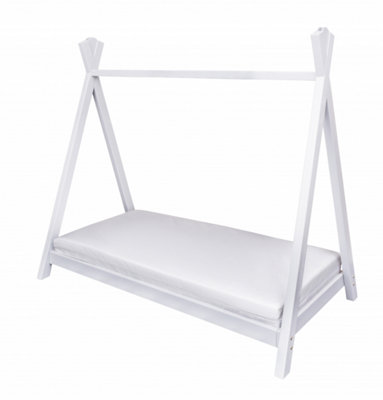 Teepee Toddler Bed White with Spring Mattress