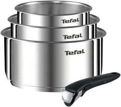 TEFAL Ingenio Emotion 4 piece L9254S14 Induction Sauce pan Set, 16/18/20 CM + 1 HANDLE