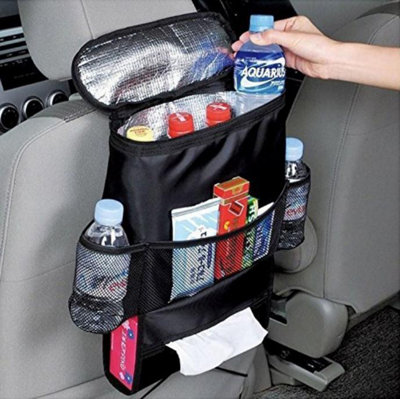 Car seat organiser with tray store