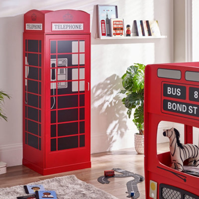 Telephone Box 1 Door Freestanding Wardrobe with Internal Shelf Storage ...