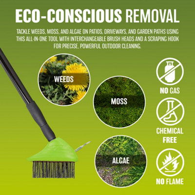 Telescopic 3 In 1 Patio Cleaning & Weeding Garden Wire Brush Weed ...
