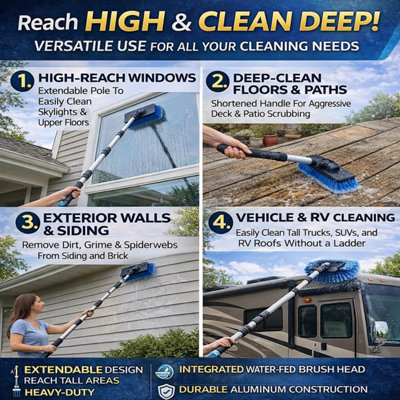 Telescopic Car Wash Brush 65 Inch Extendable Water Fed Cleaning Brush ...